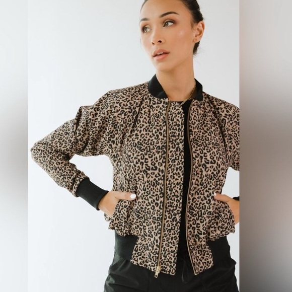 Albion | Jackets & Coats | Albion Fit Bomber Jacket In Tan Leopard ...